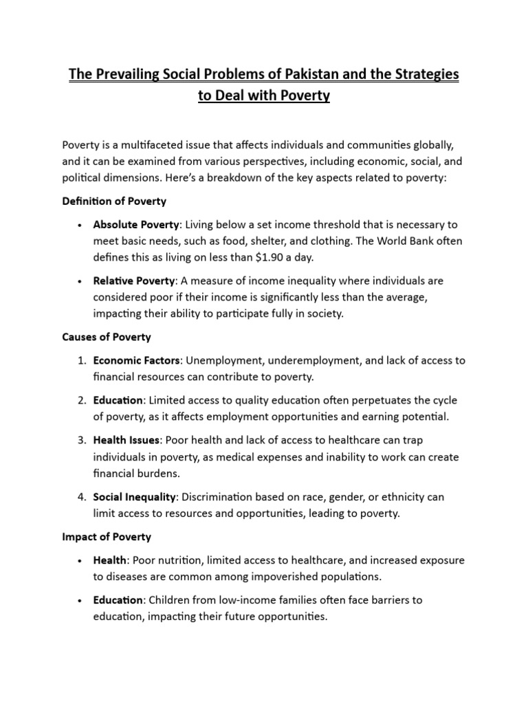 The Prevailing Social Problems of Pakistan and The Strategies To Deal ...