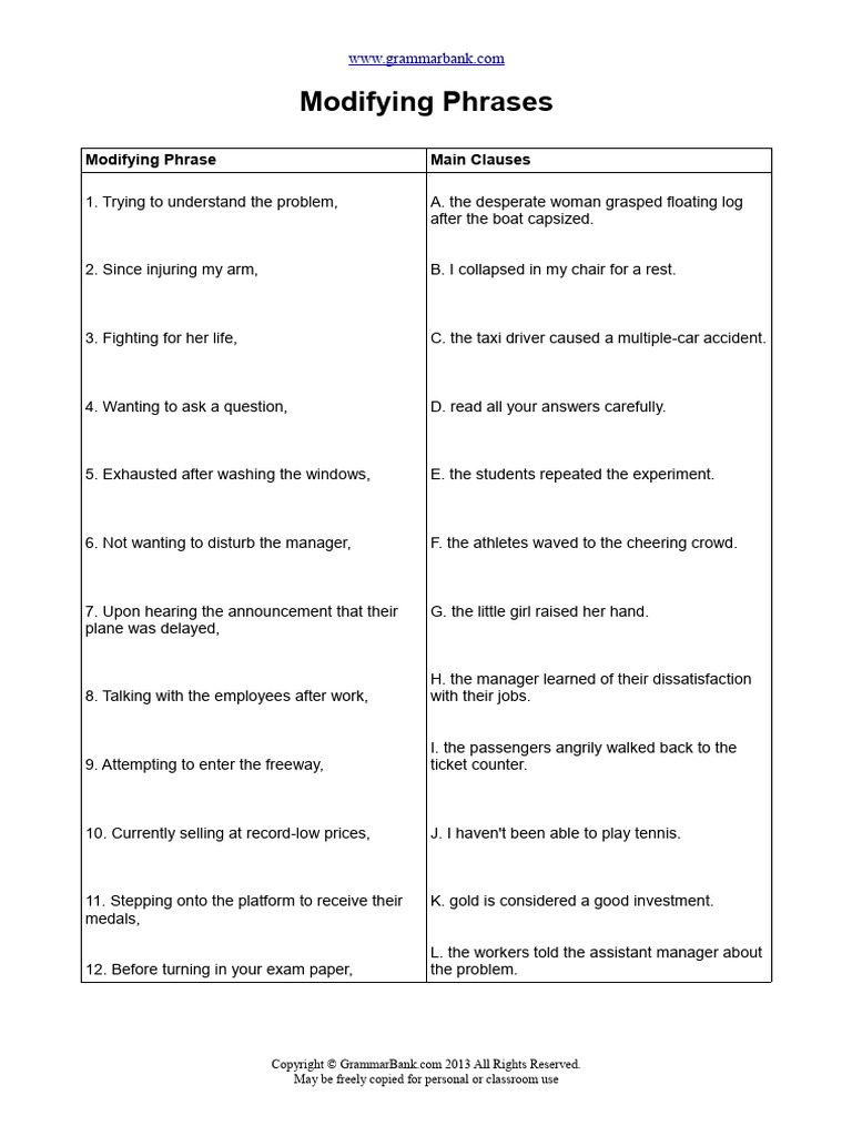 Modifying Phrases | PDF