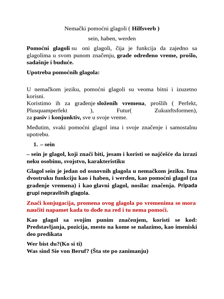 Pomocni Glagoli | PDF