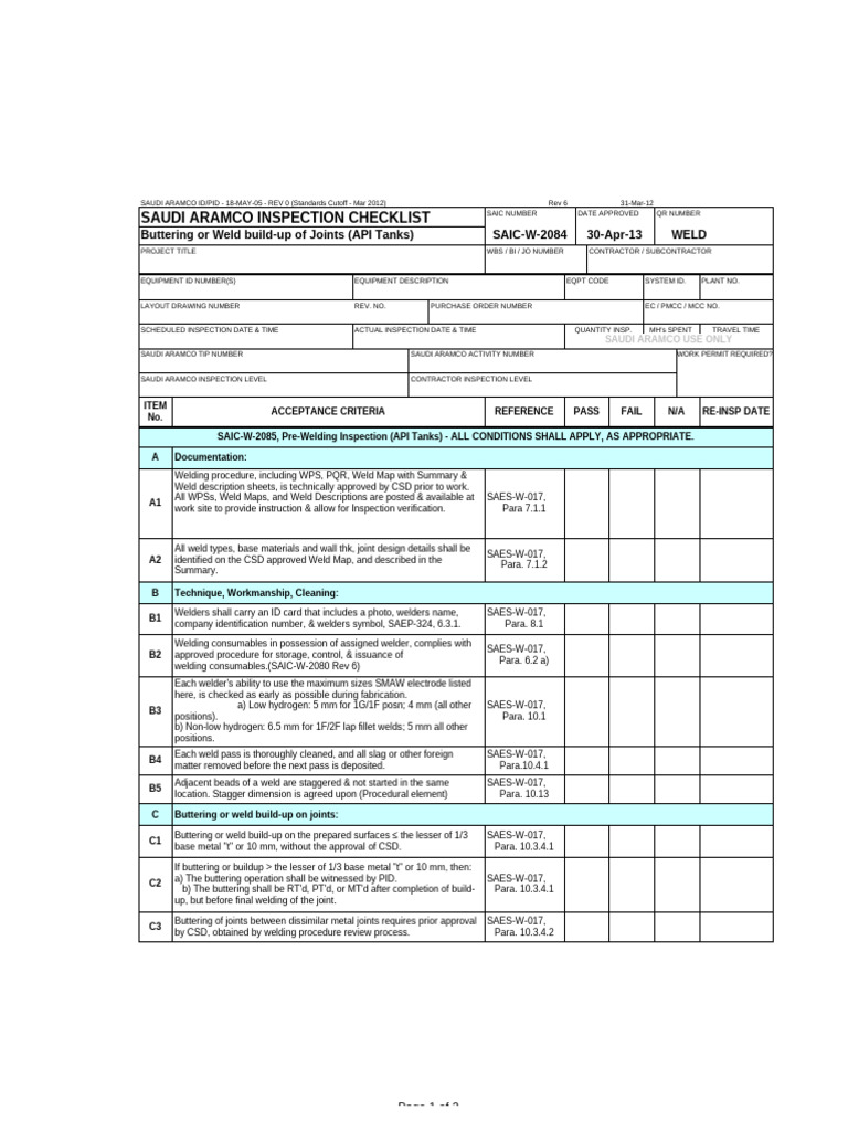 SAIC-W-2084 Rev 6 | PDF