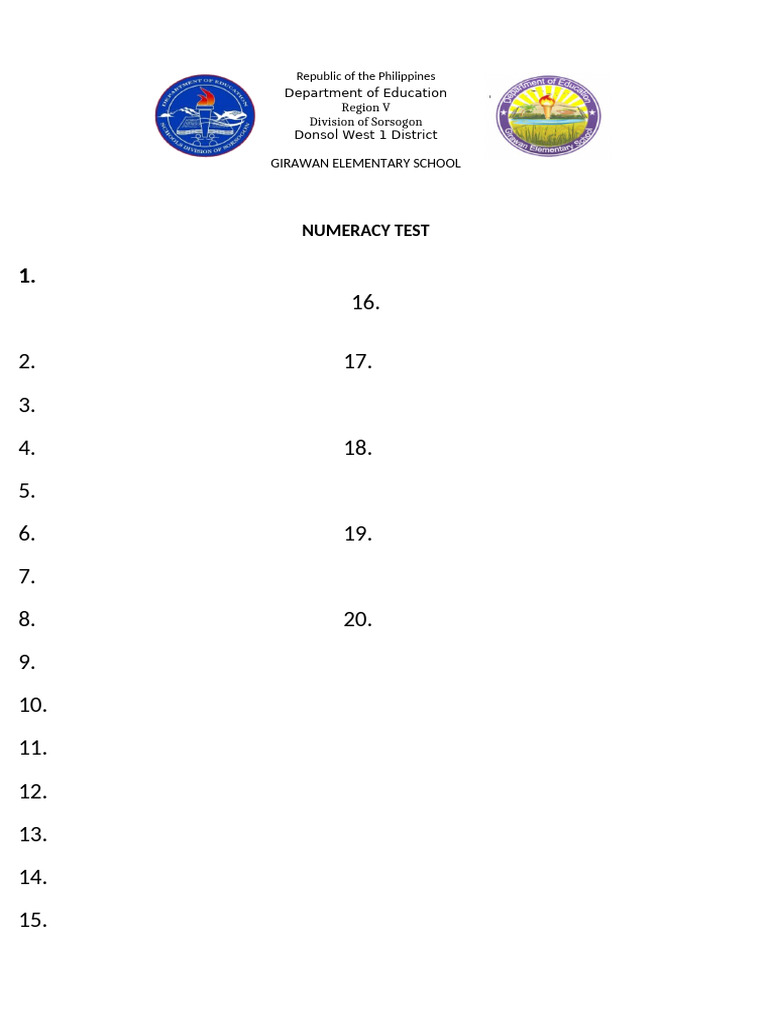 Answer Sheet-Pretest | PDF
