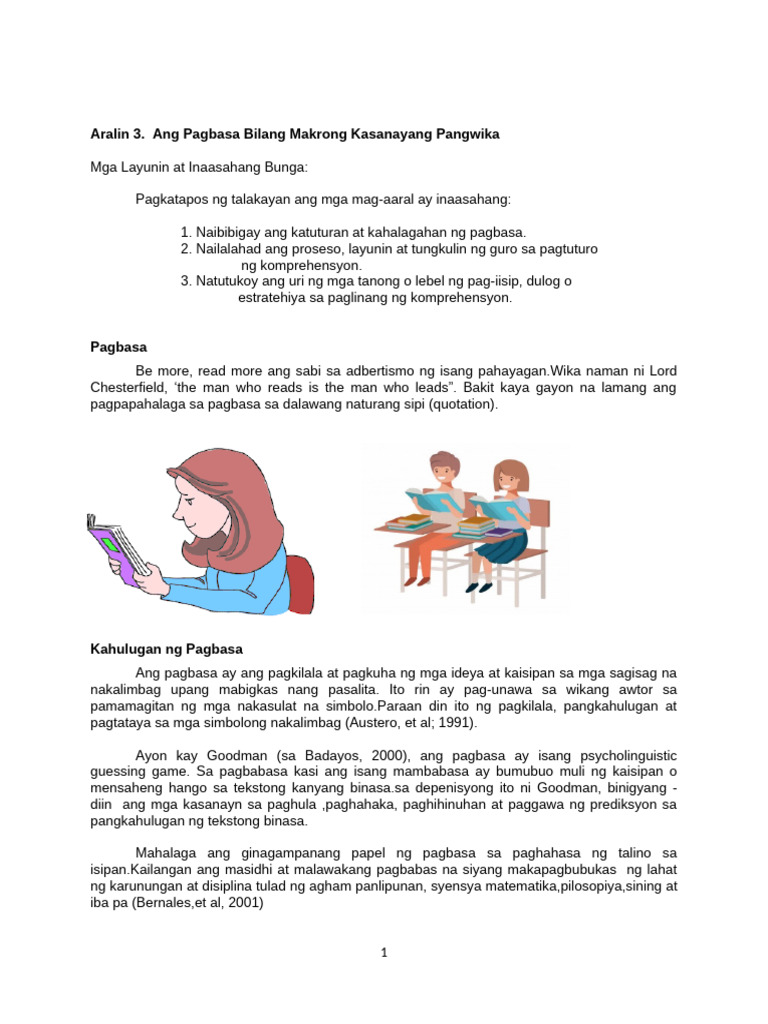 ARALIN 3 Pagbasa Fil. Ed. 211 | PDF