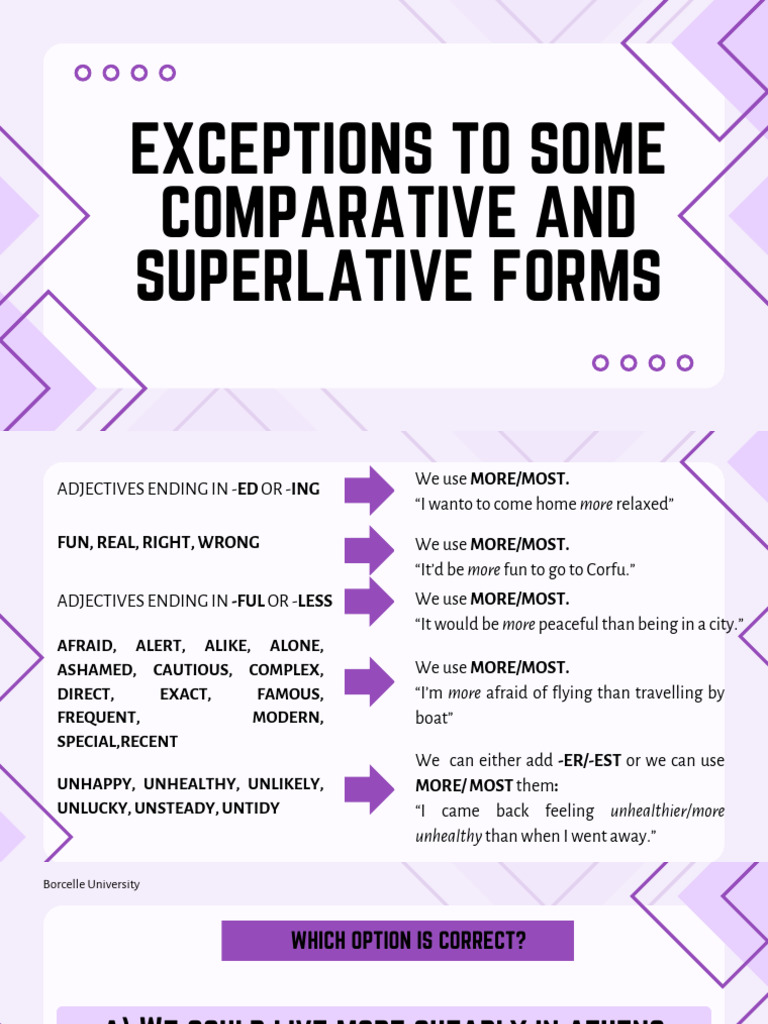 Exceptions Comparatives and Superlative Forms C1 | PDF