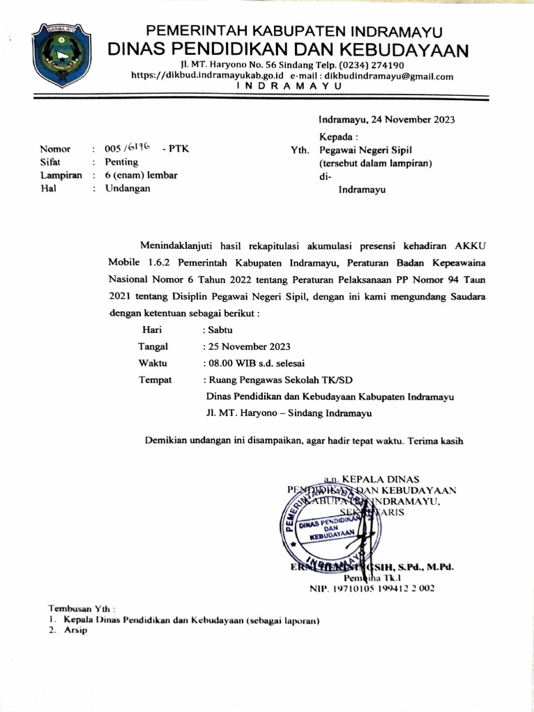 005-6176-PTK Undangan Pembinaan Pegawai | PDF