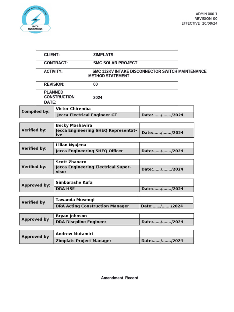 Disconnector Maintenance Method Statement | PDF