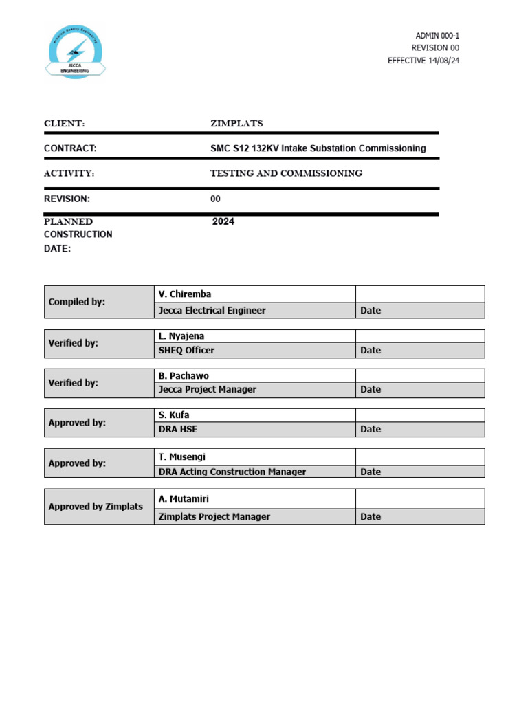 SMC S12 132kV Intake Substation Commissioning Methodology JECCA Rev0-1 ...