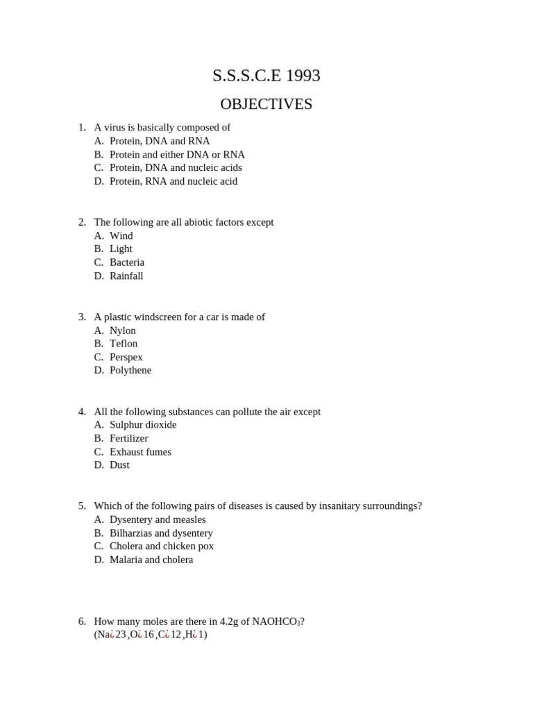 1993 Sssce Objectives | PDF