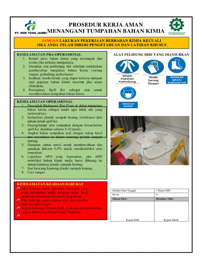 SOP Prosedur Bahan Kimia (OK) | PDF