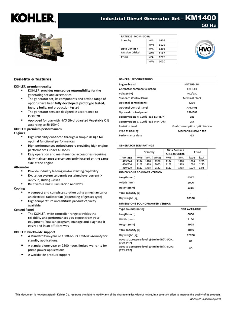 Generator Catalogue KM1400 | PDF