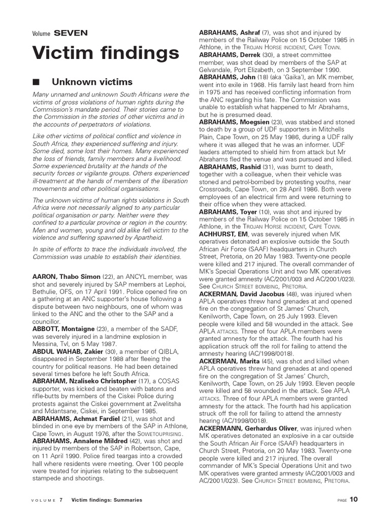 Victims 10to300 Vol7 | PDF | African National Congress | Politics