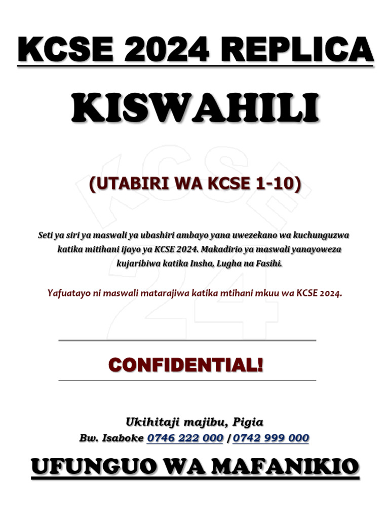 Kcse 2024 Kiswahili Replica Prediction | PDF