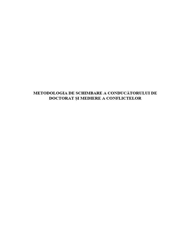 Metodologie Schimbare Conducator Doctorat | PDF