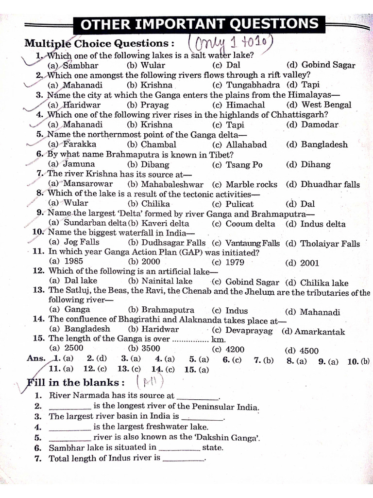 Ch-3 (Answer Key) Geography | PDF