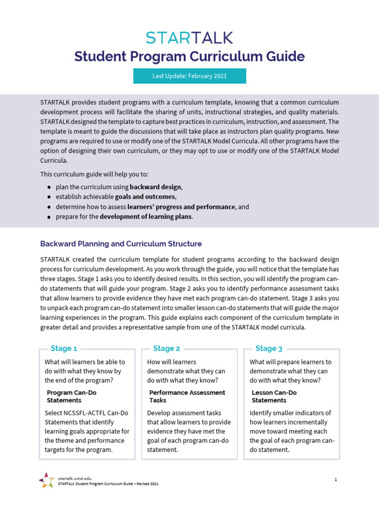 Curriculumguide Studentprograms | PDF