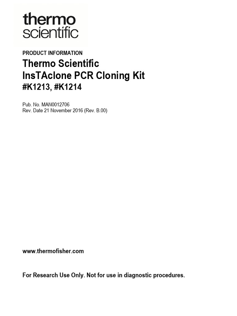 InsTAclone PCR Cloning Protocol | PDF