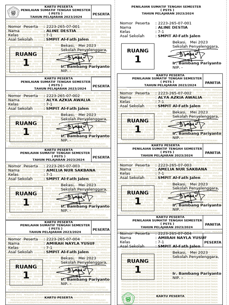 KARTU PSTS 22-23 | PDF