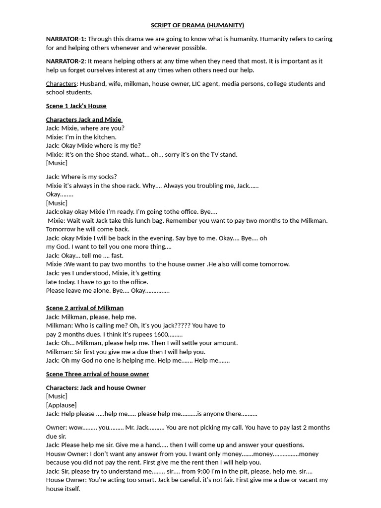 Script of Drama | PDF | Self-Improvement