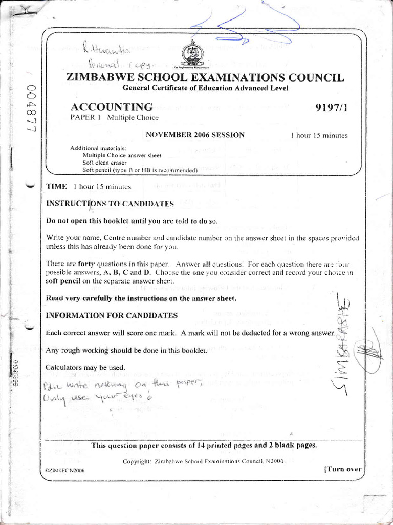 A Level Accounts 1 Nov 2006 | PDF