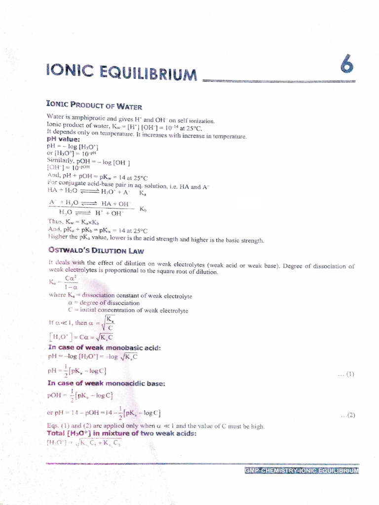 Ionic Equilibrium | PDF