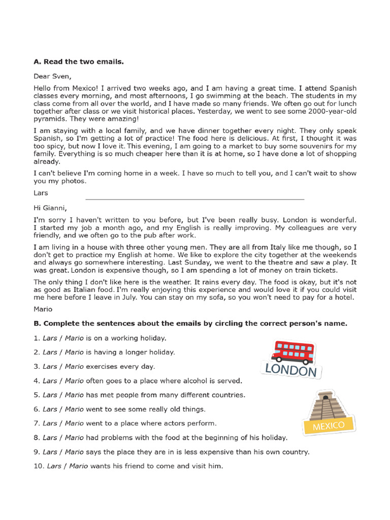 Reading Two Holidays | PDF