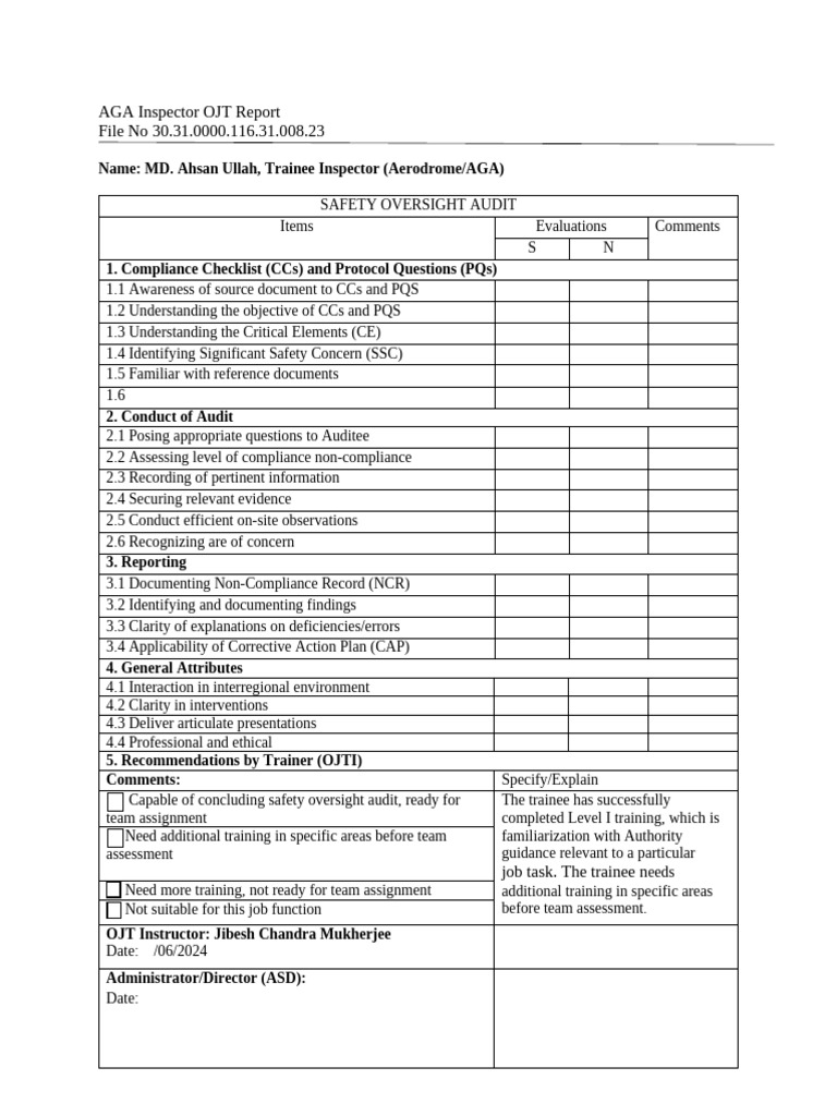 OJT Evaluation | PDF