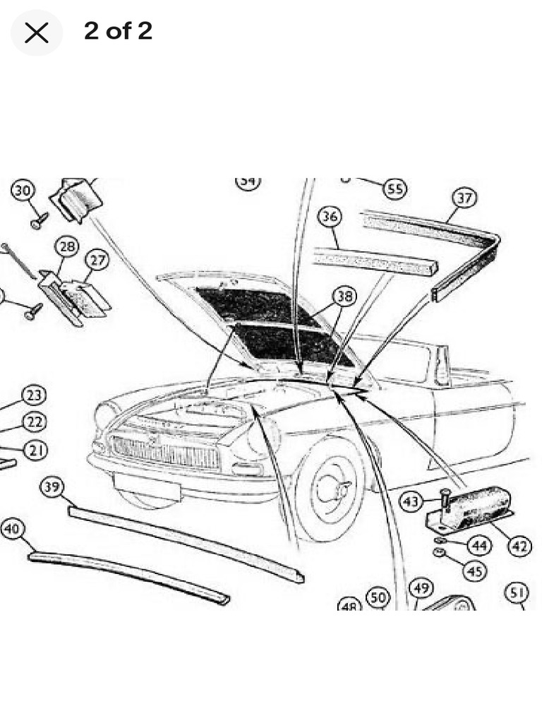 MG Hood Bonnet Seal Between Hood On Body For MGB MGBGT MGC 1963-80 EBay ...