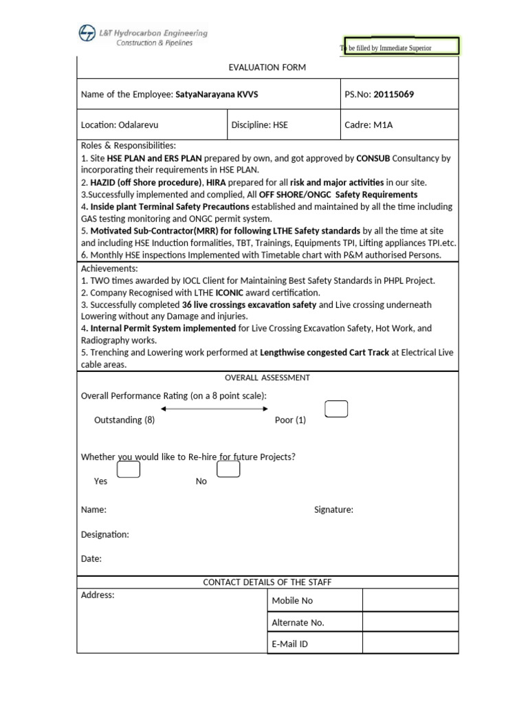 FTC Re-Hire Evaluation Form | PDF