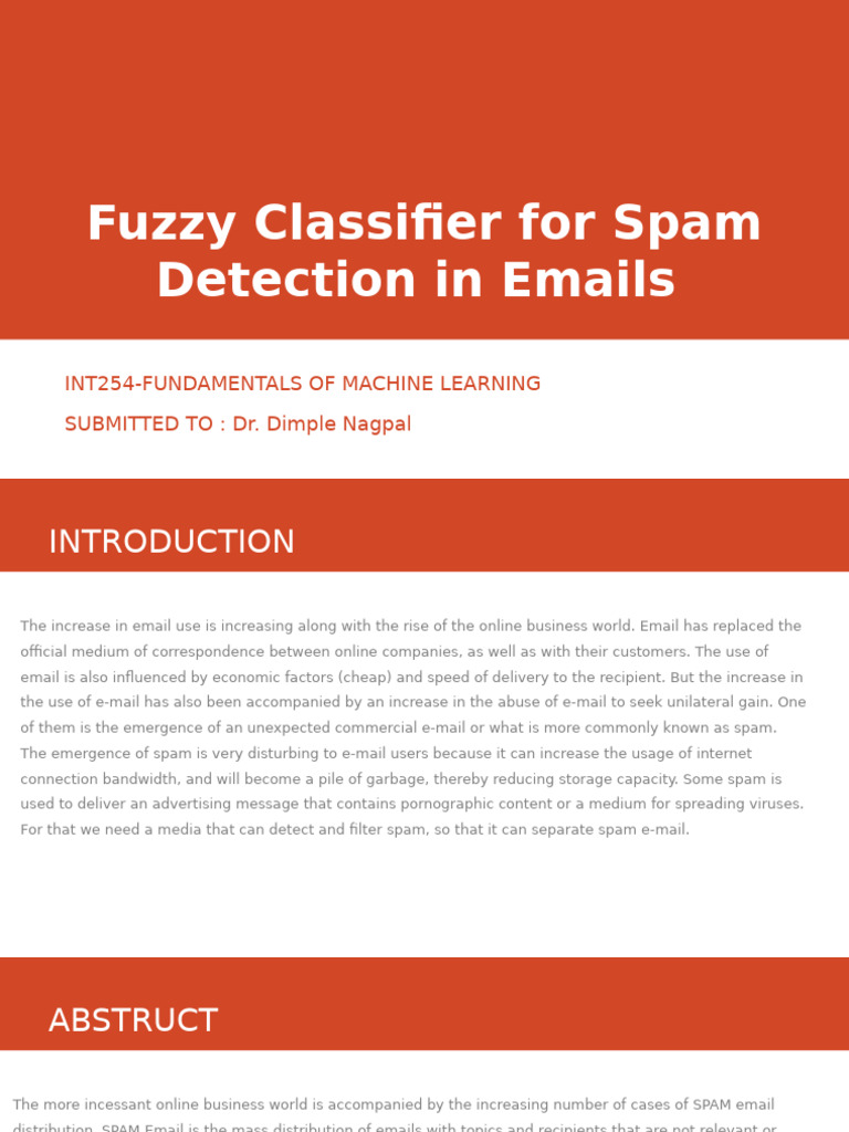 Fuzzy Classifier For Spam Detection in Emails | PDF | Email Spam ...