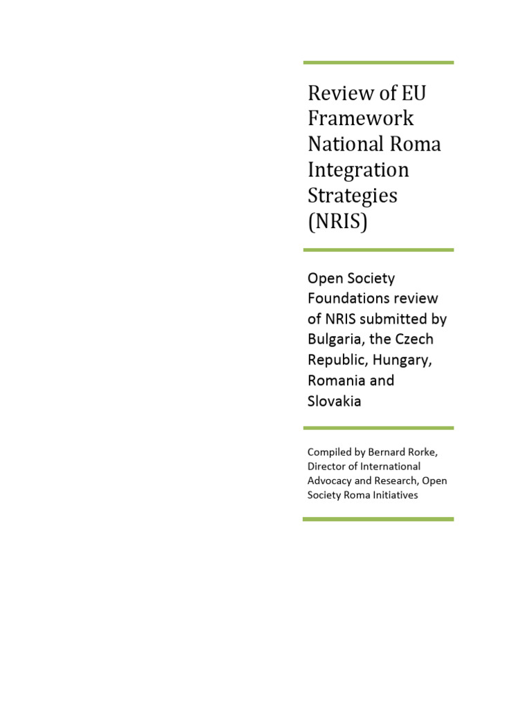 Assessment of National Roma Integration Strategies Open Society | PDF