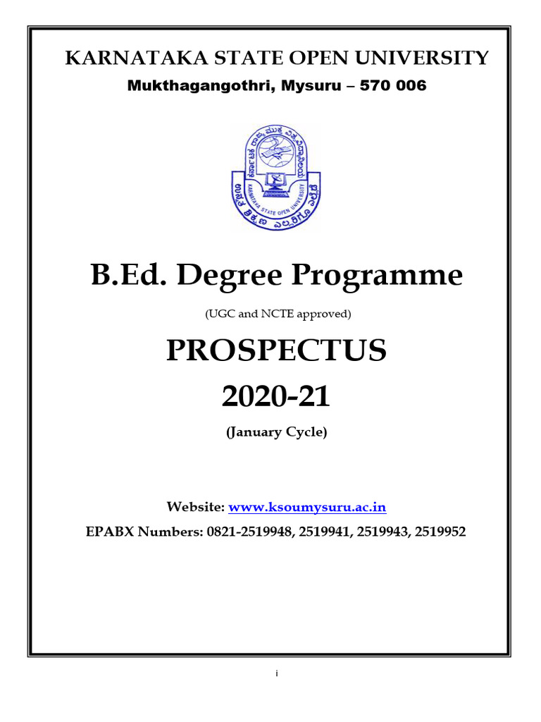 B.ed. - Prospectus Eng Jan 2020-21 Revised | PDF