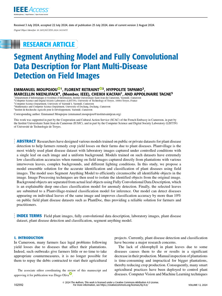 Segment Anything Model and Fully Convolutional Data Description For Plant Multi-Disease ...