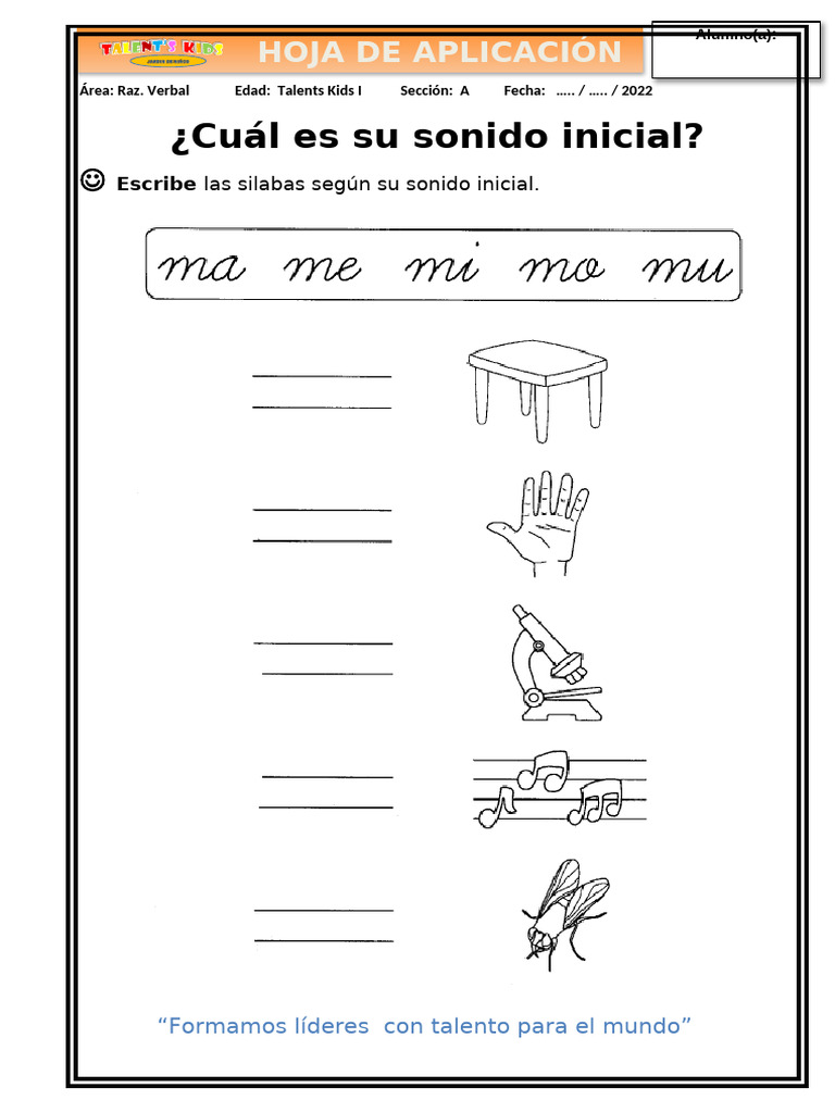 Sonidos Iniciales Con Ma | PDF