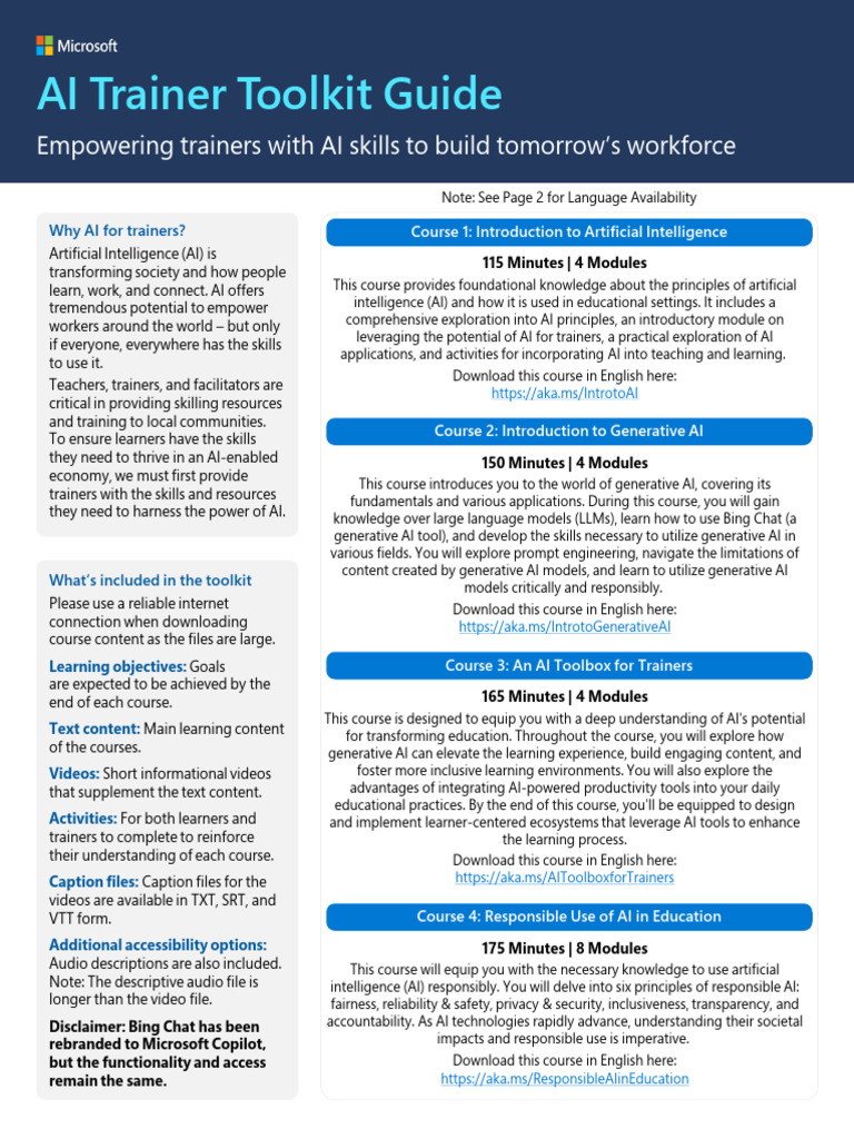 AI Trainer Toolkit Guide With Materials Download Link | PDF