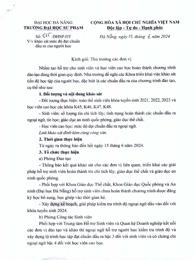 865 Khao Sat Muc Do Dat Chuan Dau Ra Cua Nguoi Hoc | PDF