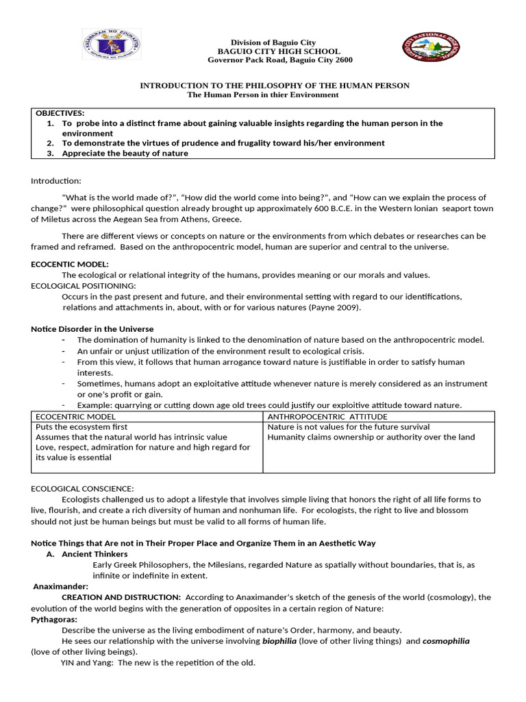 Cha 3 HUMAN PERSON and Environment 1 | PDF