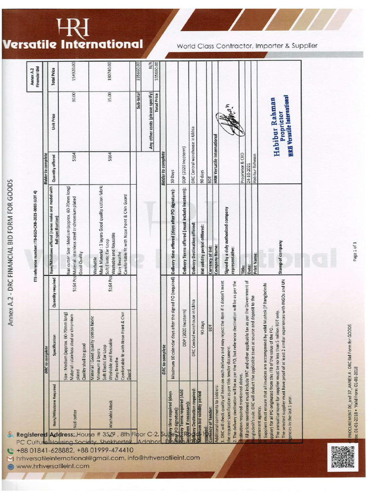 Lot-4 Annex A.2 - DRC Financial Bid Form For Goods | PDF