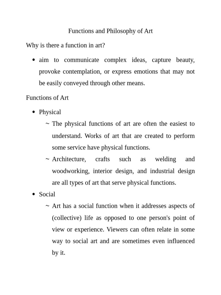 Functions and Philosophy of Art | PDF