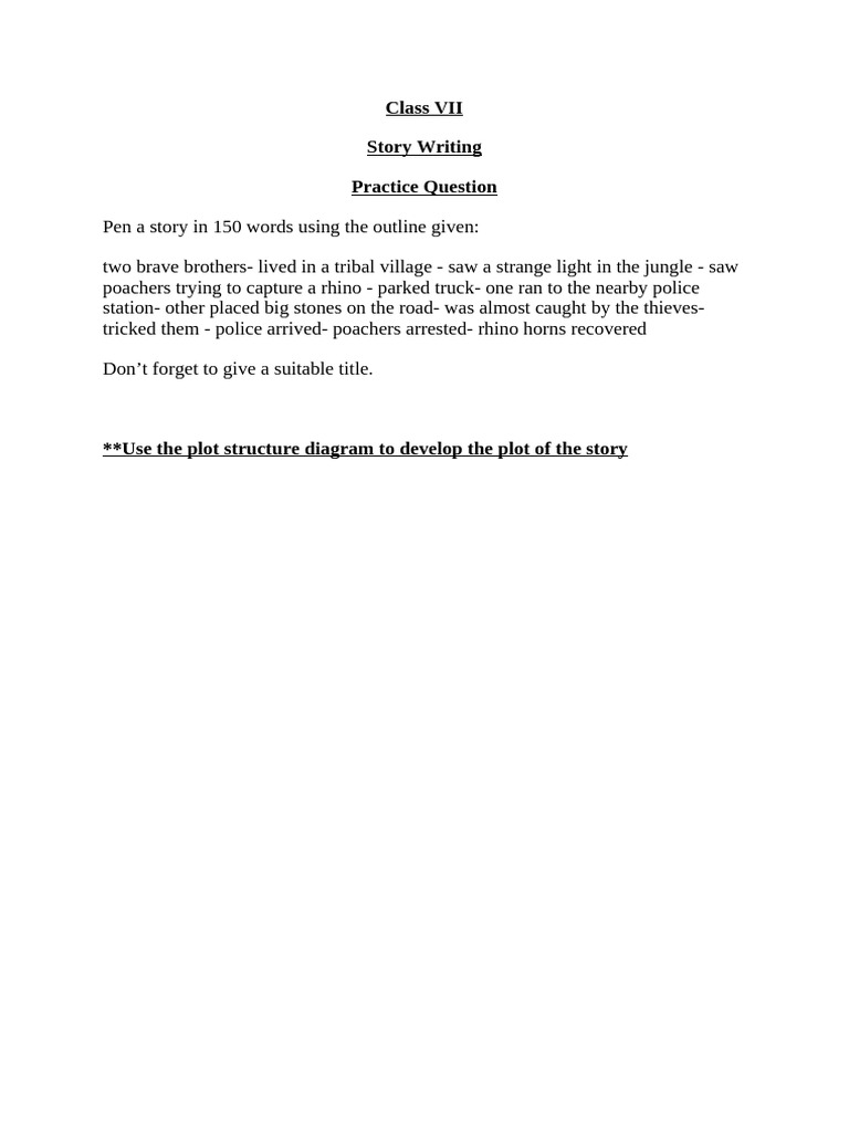Class Vii English Story Writing CW Outline | PDF