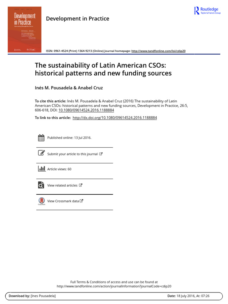 The Sustainability of Latin American CSOs Historical Patterns and New ...