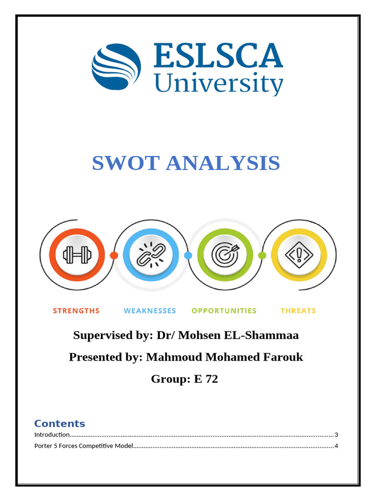 Assignment 2 - SWOT Analysis ESLSCA DR Mohsen ELShamaa | PDF