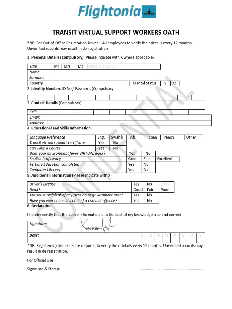 Transit Virtual Support Workers Oath | PDF