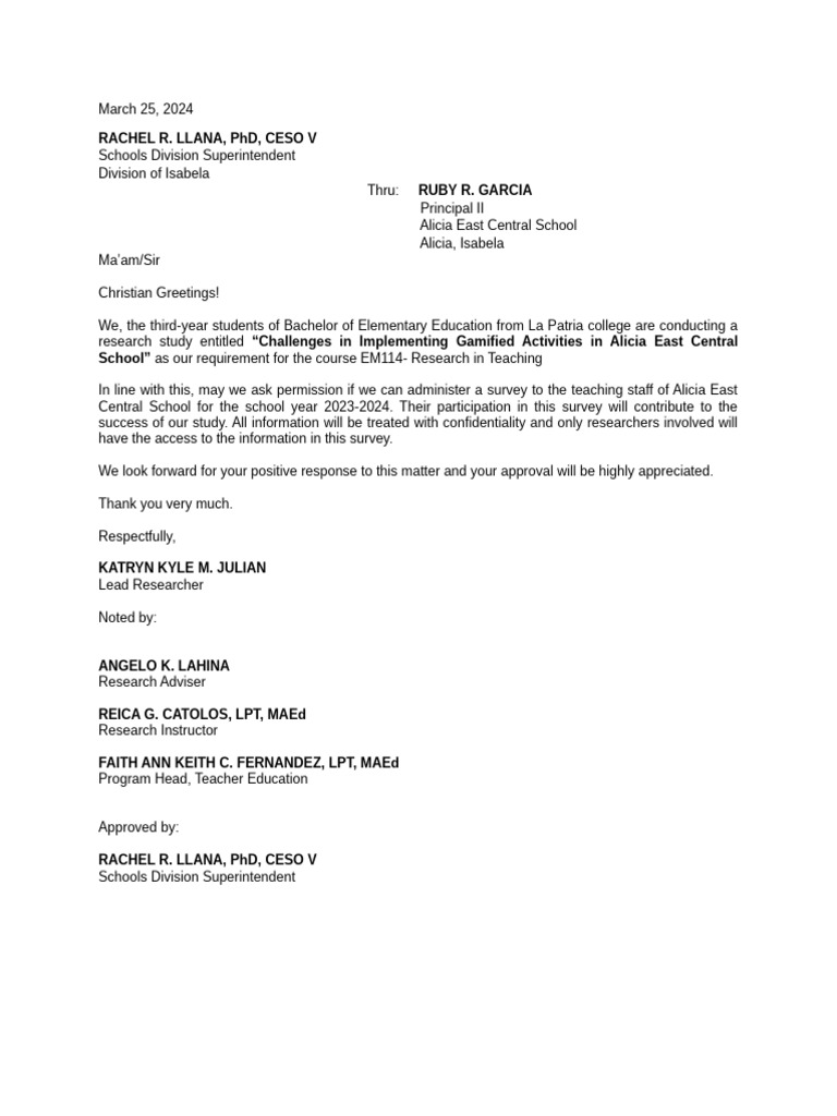 Letter For SDO | PDF