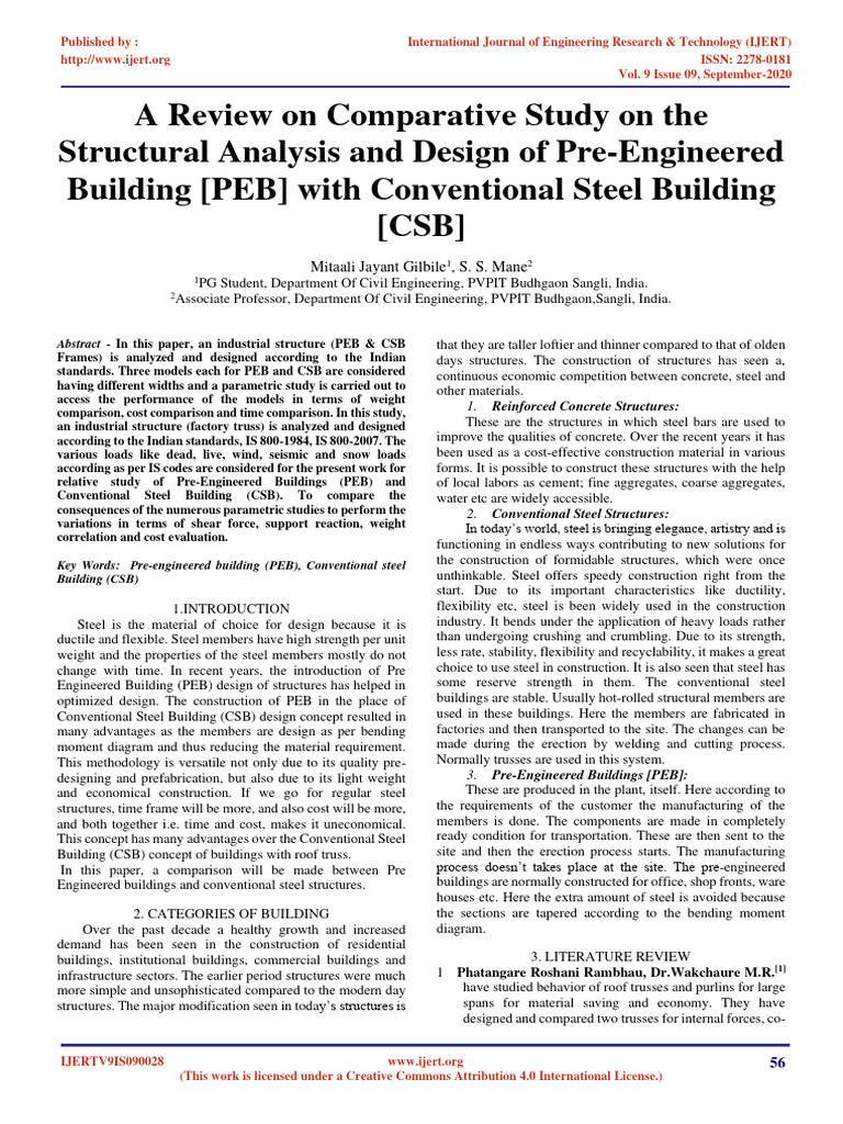 A Review On Comparative Study On The Structural Analysis and Design of Pre-Engineered Building ...