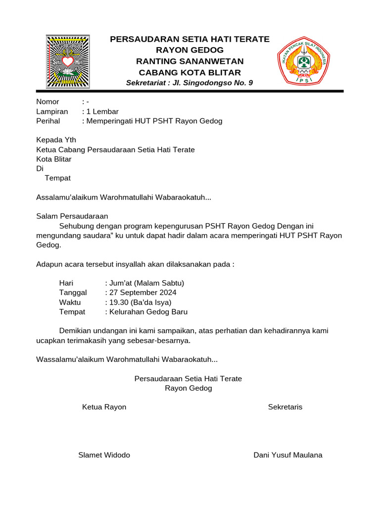 Undangan Kecab PSHT | PDF