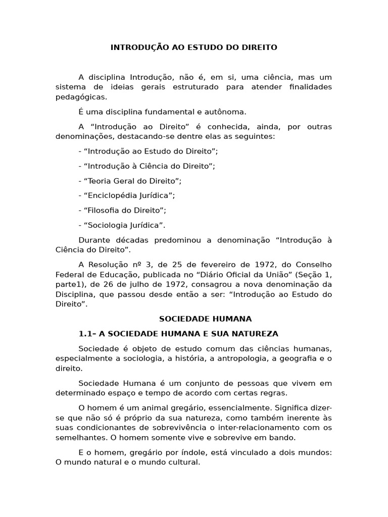 Introdução Ao Estudo Do Direiro - 1 | PDF