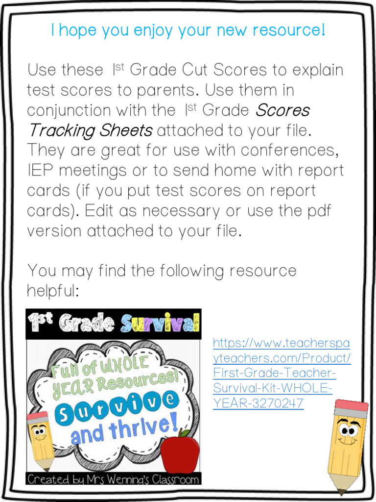 1st Grade Cut Scores | PDF