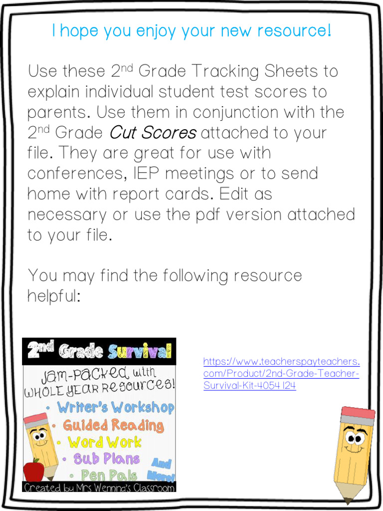 2nd Grade Scores Tracking Sheets | PDF
