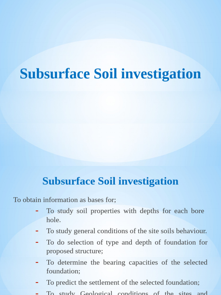 Subsurface Soil Investigation | PDF