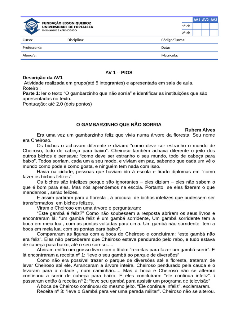 PIOS AV 1 2023 Patricia Passos | PDF