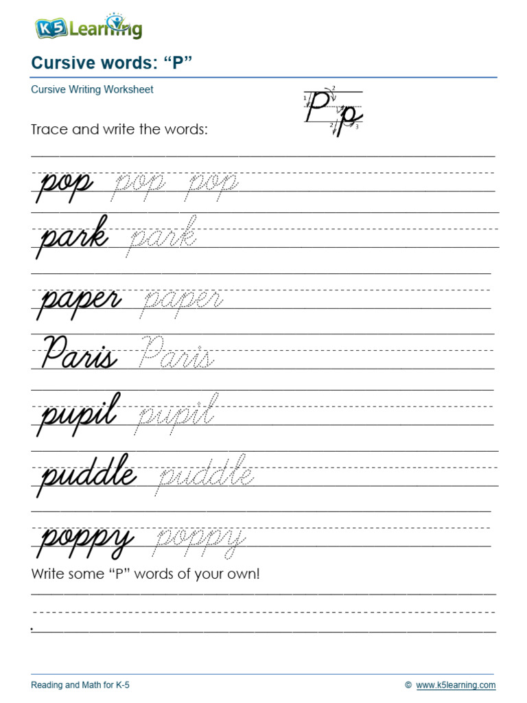 Handwriting Practice Words PP Printable | PDF